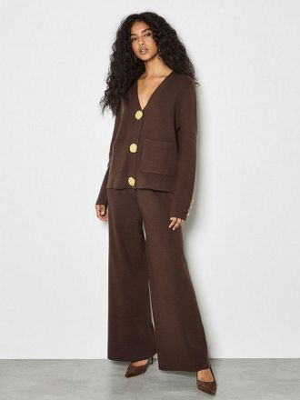 Apricot Cardigan Cardigan mit übergroßen, gehämmerten Knöpfen