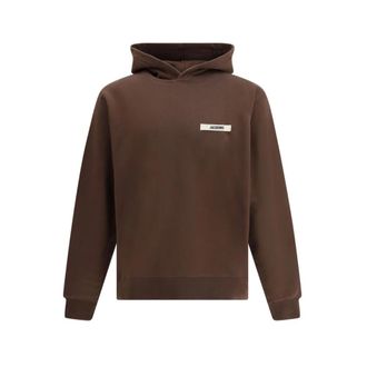 Jacquemus Kapuzenpullover mit Logo-Patch - - Sweatshirts & Hoodies - Herren - Braun - XS