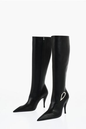 Off-white Leather HIgh Boots With Cut-Out Details Heel 11 cm size 38