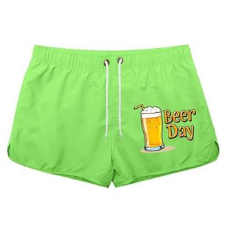 Generic Maillot de bain Homme Short de Bain Short de Plage avec Imprim&eacute; Sport Maillot de Bain D&eacute;contract&eacute; 7,6 cm pour Natation Surf, Vert clair., XXL