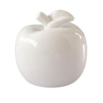 Holibanna Wei&szlig;e Keramik Apfel Dekofigur Mittelgro&szlig;e Fruchtornament Skulptur f&uuml;r Wohnzimmer und B&uuml;ro Handgefertigte Schreibtischdekoration aus Glattem Keramikmat