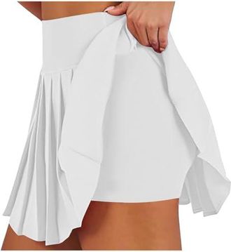 Generic Jupe patineuse pliss&eacute;e taille haute avec short pour femme, jupe courte de tennis, &eacute;cole, jupe basique polyvalente, jupe trap&egrave;ze, mini jupe patineuse e