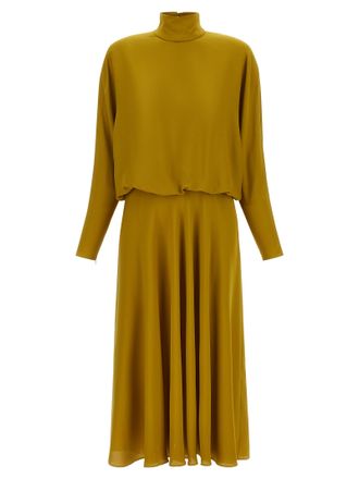 Valentino Garavani Silk Feather-Trim Midi Dress - Green