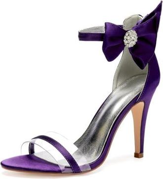 Generic Sandales &Agrave; Talons Hauts Femmes Chaussures De Mariage Sexy Mari&eacute;e Open Toe Stylet Et&eacute; Talon Soir&eacute;e Chaussures 10.5Cm,Dark Purple,41 EU