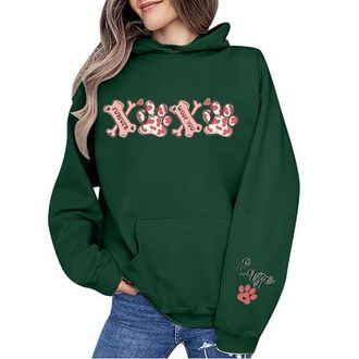 Generic Sweatshirt imprim&eacute; chien Saint-Valentin 2026 amoureux maman papa, vert fonc&eacute;, XXL