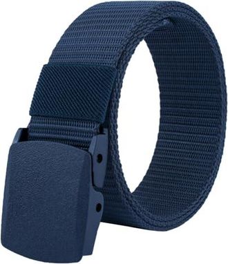 Generic Ceintures en nylon pour homme - Style d&eacute;contract&eacute; - Avec boucle automatique - Sans trous - Clip de ceinture de rechange pour homme, bleu marine, taill