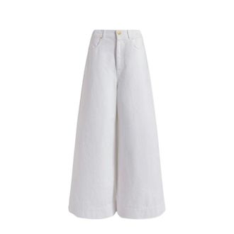 Alberta Ferretti Femme, Jeans, Blanc, Taille: 36 FR Pantalon en denim &agrave; jambes larges