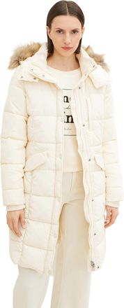 Tom Tailor Damen Wintermantel mit Kapuze 1032489, 28130 - Soft Buttercream, XXL