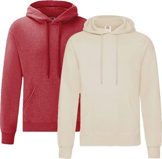 Fruit Of The Loom Herren Kapuzenpullover S M L XL XXL 3XL 4XL 5XL auch Sets, 1x Vintage Heather Red + 1x Natur + 1x HL-Kauf Notizblock, XXL
