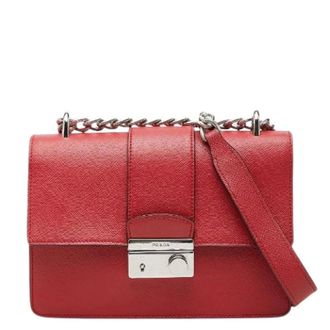 Prada Sac bandouli&egrave;re Saffiano &agrave; cha&icirc;ne Pre-owned - Femme - Pre-owned - Rouge - Taille: ONE Size