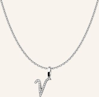 Cada Cada Kette Tiny Diamond Letter V silber