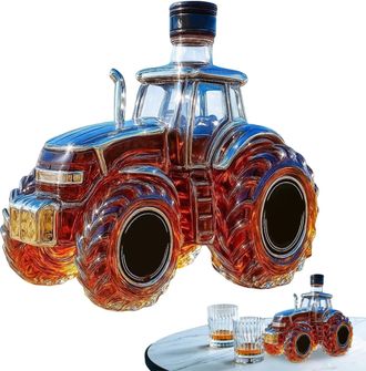 Generic Vintage-Traktor-Dekanter - Origineller Spirituosenausschank, kreatives Geschenkgef&auml;&szlig; f&uuml;r Whiskey im Landhausstil | Handgefertigte Bourbon-Ausschanksku