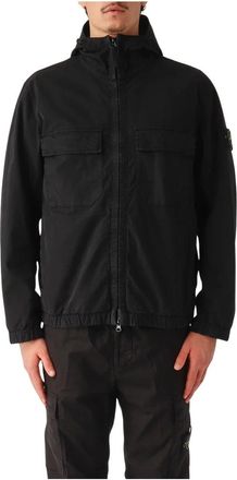 Stone Island Homme, Vestes, Noir, Taille: 2XL Veste &agrave; capuche en coton