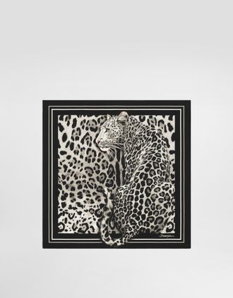 Dolce & Gabbana Tuch Aus Seidentwill Leoprint 50 X 50 - Frau Schals Und T&uuml;cher Drucken Onesize