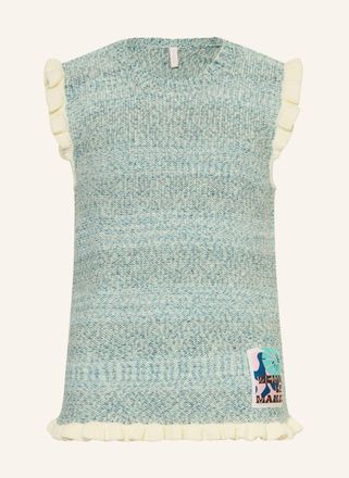 Zimmermann Stricktop Patience Mit R&uuml;schen blau