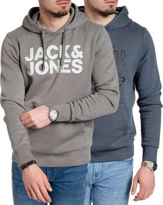 Jack & Jones Male Kapuzenpullover Logo Kapuzenpullover (Doppelpack Hood 13 (840 SED./Corv Slate Sup, S))