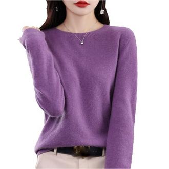 Generic Nouveaux pulls en cachemire pour femmes, manches longues, col montant, pull en laine pour lautomne et lhiver, pull en tricot doux et l&eacute;ger, violet, XX