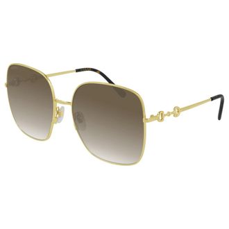 Gucci Gold/Braun get&ouml;nte Sonnenbrille - - Accessories - Damen - Gelb - 61 MM