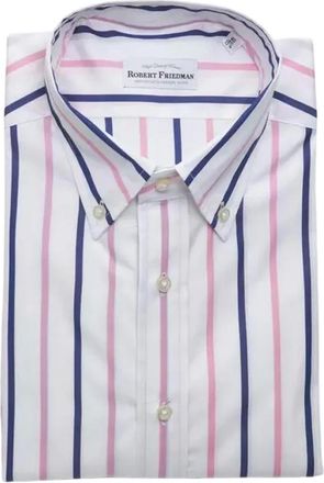 Robert Friedman Homme, Chemises, Blanc, Taille: XL MultiStripe Oxford Shirt