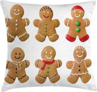 Abakuhaus Lebkuchenmann Kissenbezug, selbst gemacht, Wasser und Schmutz resistent Waschbar Beidseitiger Druck mit Rei&szlig;verschlu&szlig;, 45 x 45 cm, Pale Brown Rot Gr&uuml;n
