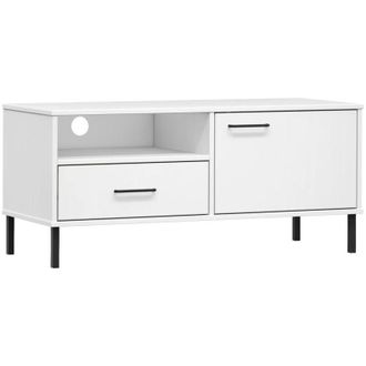 vidaXL Vidaxl - TV-Schrank oslo mit Metallbeinen Wei&szlig; Massivholz Kiefer