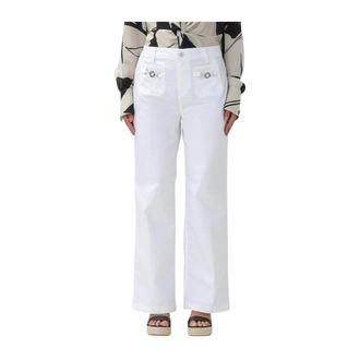Liu Jo Weitgeschnittene Hosen mit Verzierungen - - Trousers - Damen - Wei&szlig; - W31
