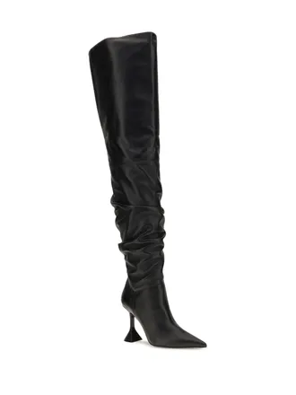 Amina Muaddi Olivia Thigh-High Boot - Black