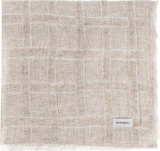 Emporio Armani Schal aus geb&uuml;rstetem Leinen mit Lurex - - Accessories - Damen - Beige - ONE SIZE