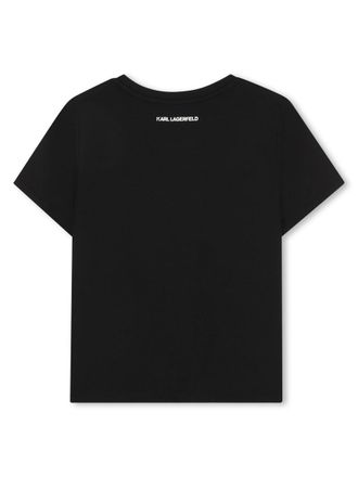 Karl Lagerfeld Logo-Embroidered Cotton-Modal T-Shirt - Black