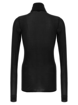 Saint Laurent Semi-Transparent Knit Turtleneck - Black