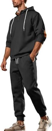 Generic Surv&ecirc;tement pour homme - Ensemble complet avec boutons et demi-patte de boutonnage - Sweat &agrave; capuche - Jambe droite - Pantalon de sport d&eacute;contract&eacute; - 