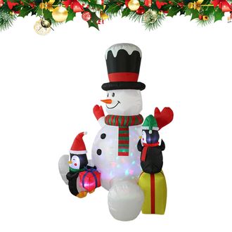 Generic Aufblasbare Weihnachtsdekoration - 2,1 M Große Weihnachtsdekoration Mit 2 Pinguinen, Lustige Aufblasbare Weihnachtsfiguren, Weihnachtsdeko Für Drinnen