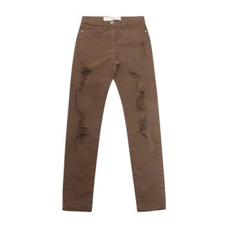 Elisabetta Franchi Zerrissene Skinny Leg Kn&ouml;chelhose - - Jeans - Damen - Braun - W25