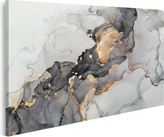Islandburner Wandbild Luxus Abstrakte Flüssigkunst Marmor Gold auf Leinwand Bilder Bild Poster