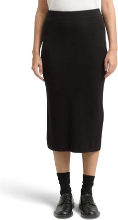 Tom Tailor Damen 1049164 Midi-Rock mit Schlitz, 14482-Deep Black, 38