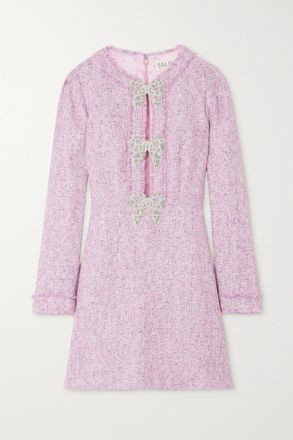 Saloni Camille Minikleid Aus Boucl&eacute;-tweed Mit Pailletten Und Verzierungen - Pink