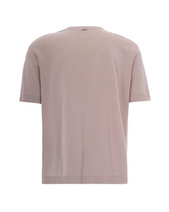 Herno Mens T-Shirt Knit Effect Pearl Grey T-Shirts And Polos