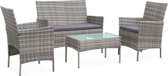 Sweeek Ensemble de jardin en r&eacute;sine tress&eacute;e. salon 4 places fauteuil Molt&egrave;s Nuances de gris / Gris