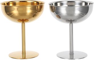 Healifty 2 Eisbecher: 150 ml Dessertschale aus Edelstahl mit Fuß, Servierbecher aus Metall - Aufbewahrungshalter für Pudding und Joghurt für den Heim- und Rest