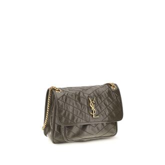 Saint Laurent Womens Bicolor Calf Leather Bos Taurus Shoulder Bag