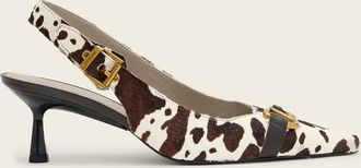 AllSaints Hera - Chaussures &agrave; talon et bride arri&egrave;re avec imprim&eacute; vache - Cr&egrave;me-Multicolore