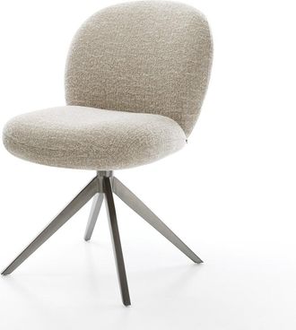 DELIFE Drehstuhl Nube-Flex Webstoff Soft Beige Kreuzgestell breit Graphit 360&deg; drehbar Wippfunktion Taschenfederkern, Esszimmerst&uuml;hle