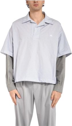 BONSAI Homme, Tops, Bleu, Taille: XL Cropped V-Neck Polo