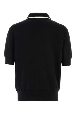 Jil Sander Mens Cotton Piqu&eacute; With Contrast Collar Polo Shirt Black