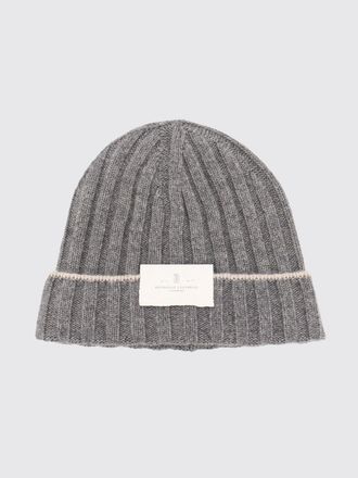 Brunello Cucinelli Bonnet en pur cachemire c&ocirc;tel&eacute; avec revers