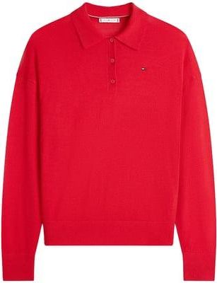 Tommy Hilfiger Polo &agrave; manches longues en laine et soie