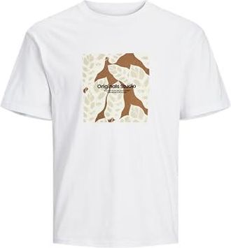 Jack & Jones JACK&JONES PLUS Jorsequoia T-Shirt SS Crew Neck Pls, Blanc éclatant, XXXXXL Homme