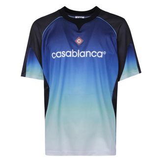 Casablanca Bedrucktes Fu&szlig;ball-Top - Farbverlauf - - Tops - Herren - Blau - M