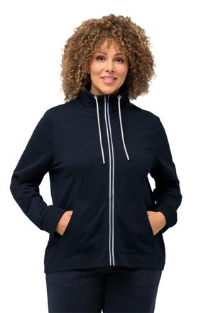 Ulla Popken Damen, gro&szlig;e Gr&ouml;&szlig;en, Sweatjacke, Stehkragen, K&auml;ngurutaschen