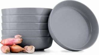 Konsimo Konsimo. Elegant Suppenteller Set 6er - Schale aus Keramik - Pastateller und Tiefteller f&uuml;r 6 Personen - VICTO Salatteller Mikrowellengeeignet - 18,5 